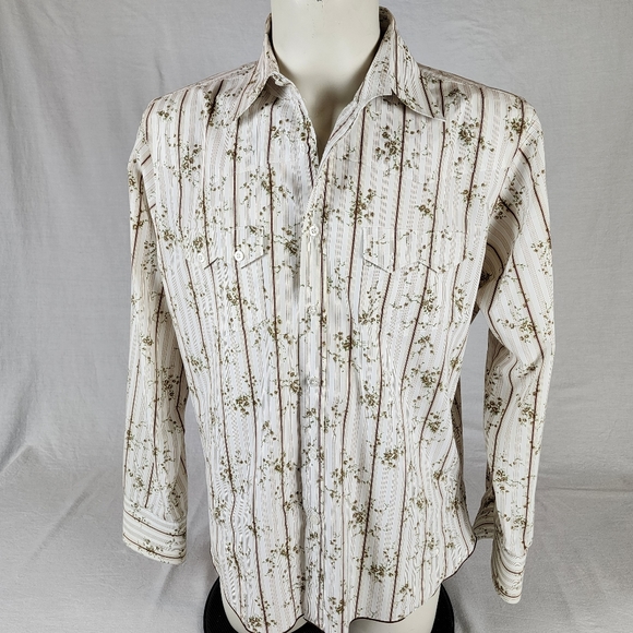 7 Diamonds | Shirts | 7diamonds Cream Floral Striped Xxl Mens Dress ...